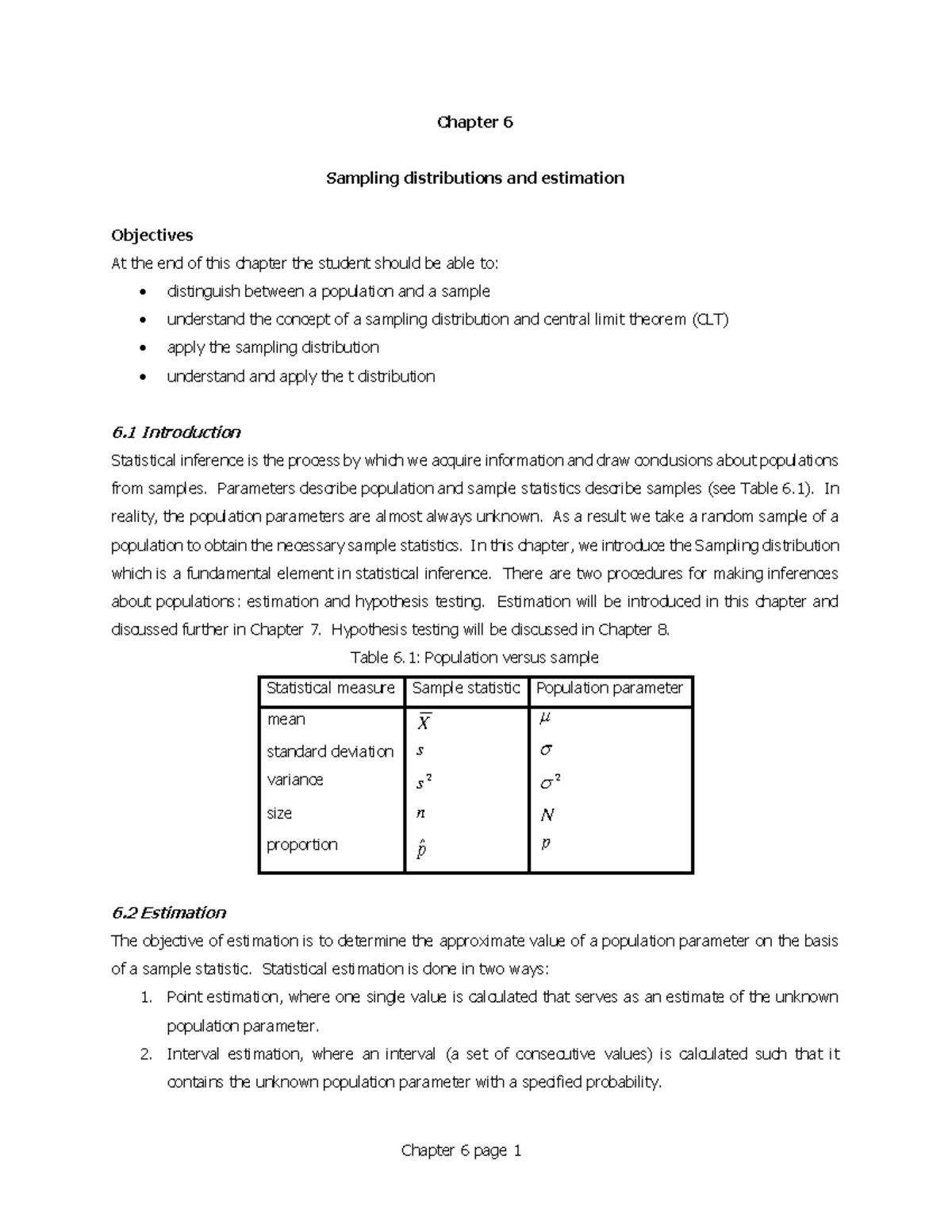 7. Chapter 6 updated - Mean , Mode and mean - Chapter 6 Sampling distributions and estimation ...