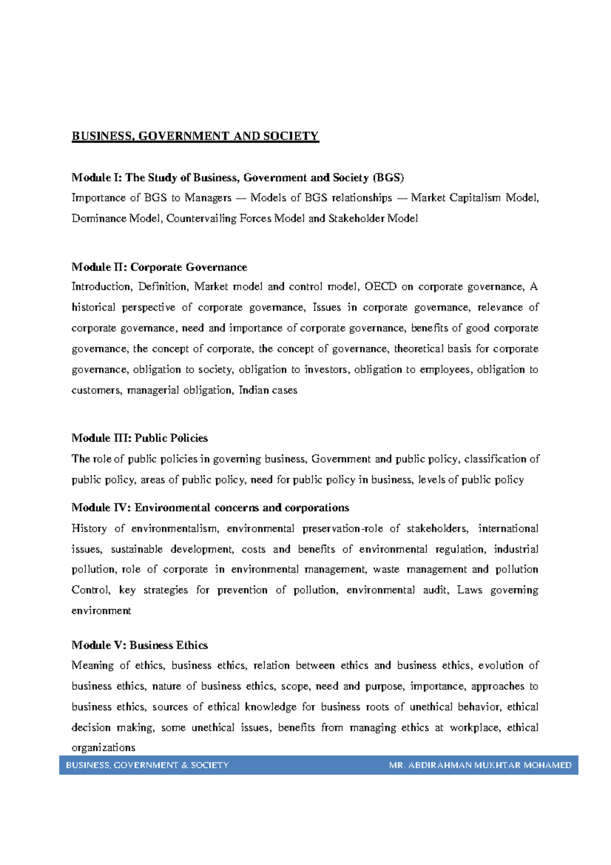 Business and Government Note - BUSINESS, GOVERNMENT AND SOCIETY Module ...
