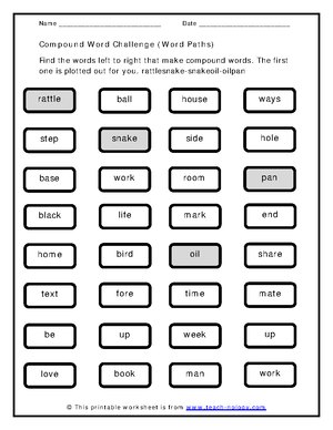 Compound Words - Handouts - Compound Words Baseball, hot dogs, and ...