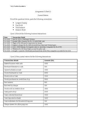 4 Ledger Creation - Questions for practice of tally step by step. Basic ...