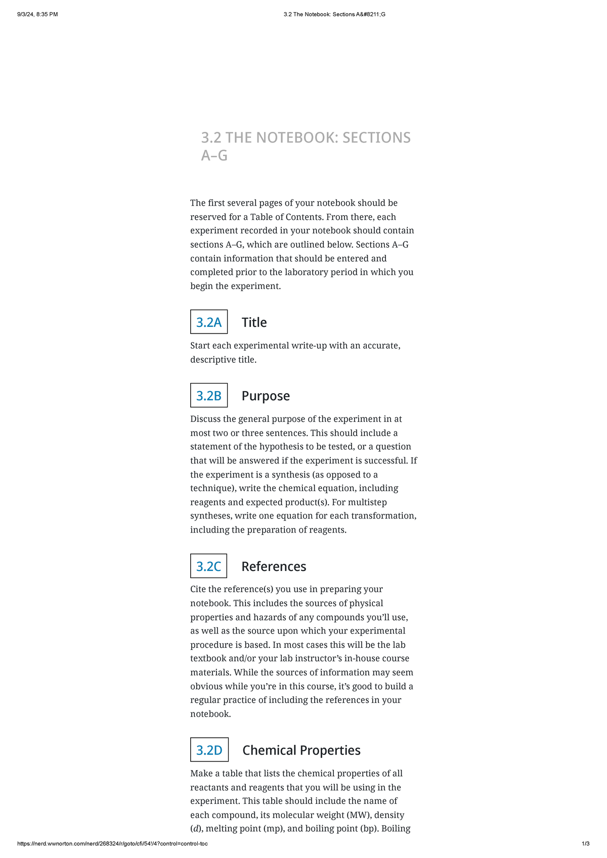 Pre-Lab Notebook Section A-G - 3 THE NOTEBOOK: SECTIONS A–G The first ...