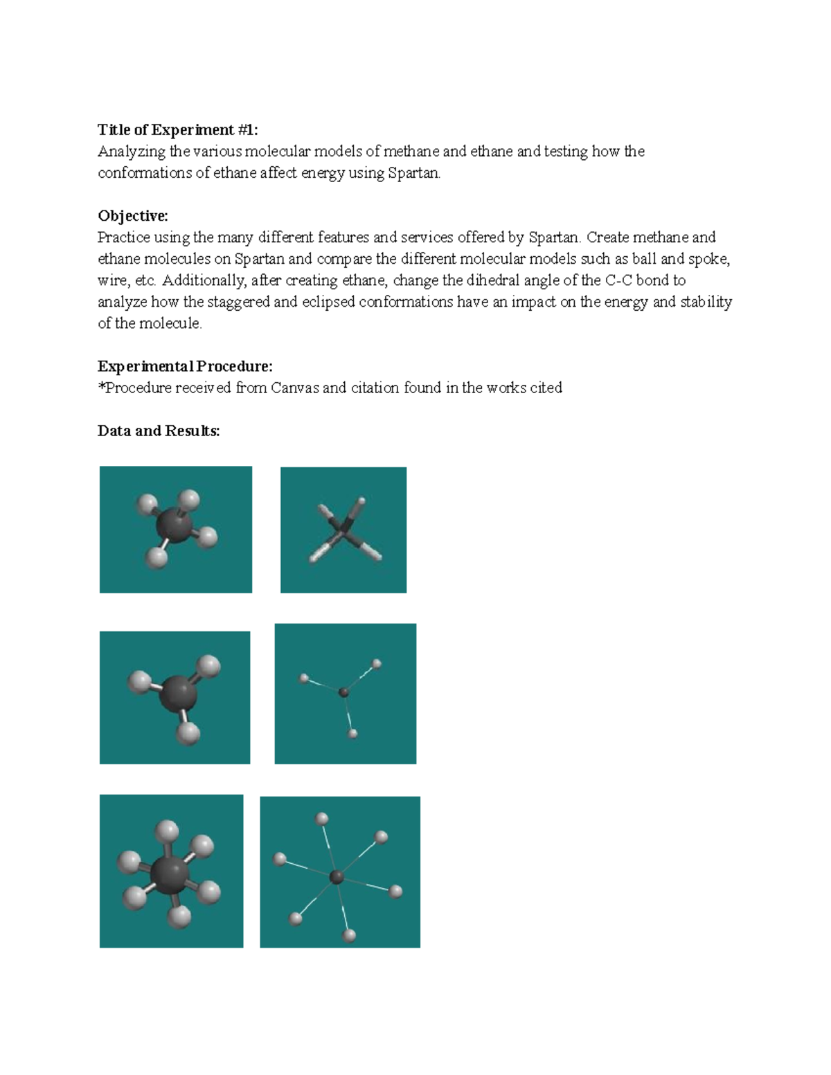 Spartan 1 Lab Report - Title of Experiment #1: Analyzing the various ...