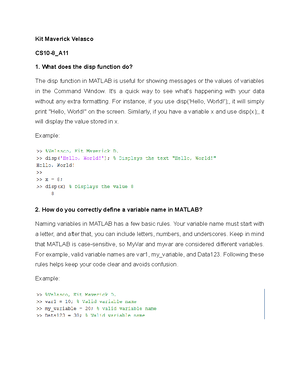 MP5 - MACHINE PROBLEM #5 - Machine Problem #5: Variables, Input and Output Name: Score : Sectio ...