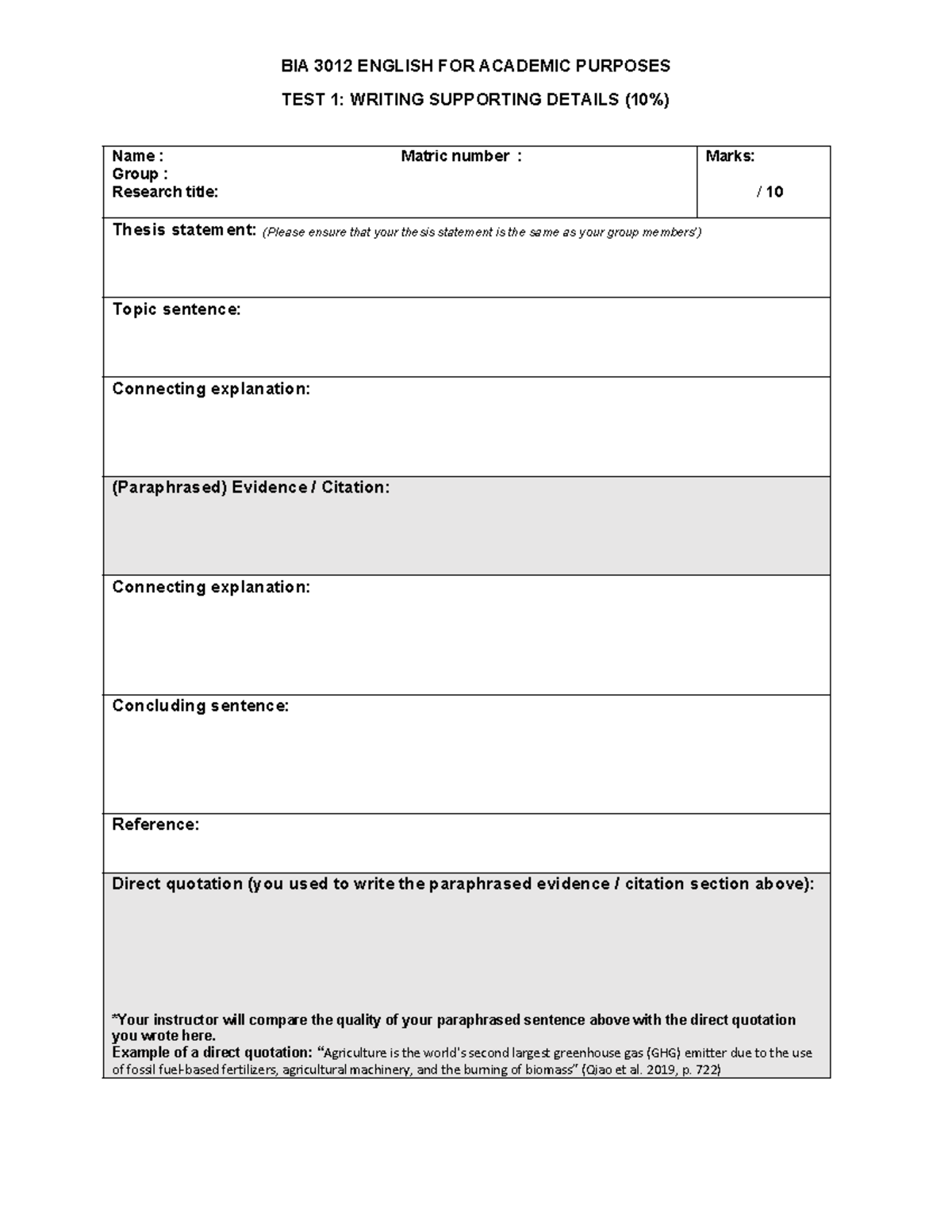 BIA 3012 TASK USIM DQ - knowlogde - BIA 3012 ENGLISH FOR ACADEMIC ...