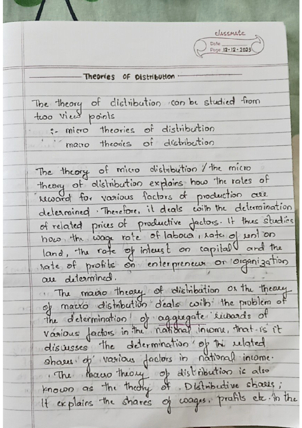 theories of distribution - Introduction to Microeconomics - Studocu