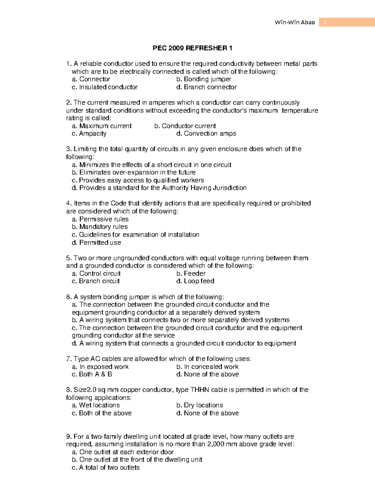 Confidential 2 - Reviewer - PEC 2009 REFRESHER 1 A reliable conductor ...