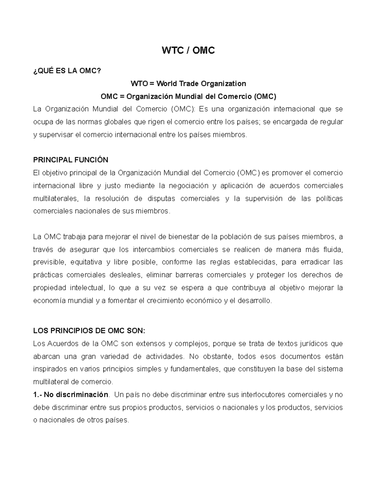 OMC - Que es la OMC - WTC / OMC ¿QUÉ ES LA OMC? WTO = World Trade ...