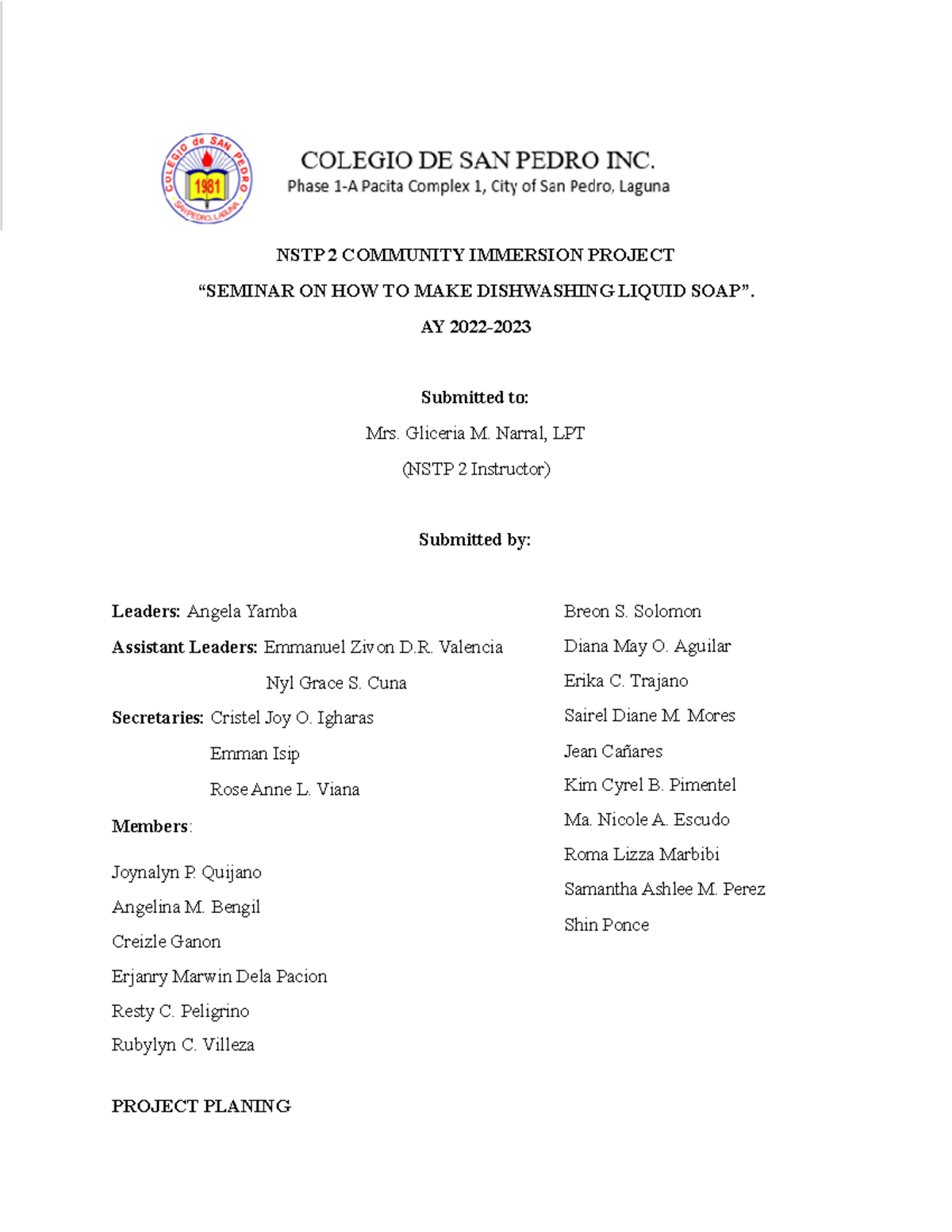 NSTP 2 (PP CSP CWTS) - dsada - NSTP 2 COMMUNITY IMMERSION PROJECT “SEMINAR ON HOW TO MAKE - Studocu