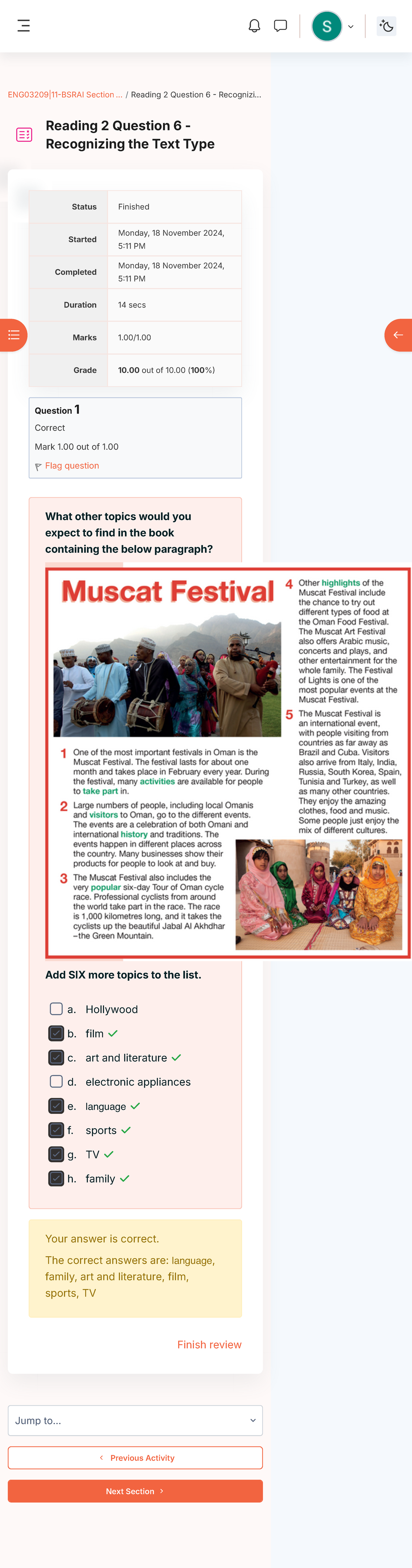 Reading 2 Question 6 - Recognizing the Text Type Attempt review UOL ...