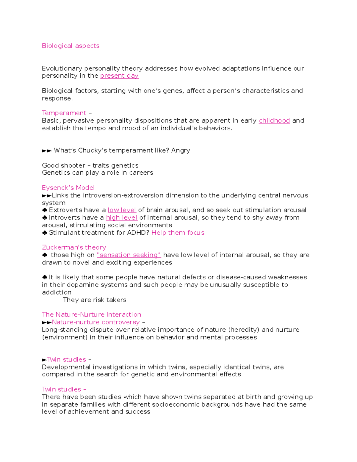 Biological aspects - Biological aspects Evolutionary personality theory ...