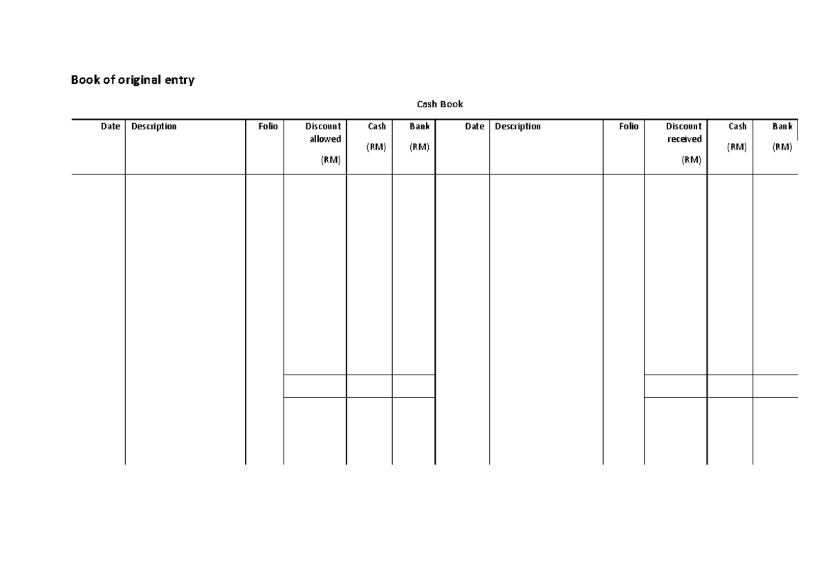 BPL1114 Template Books of Original Entry Ledgers - Book of original ...