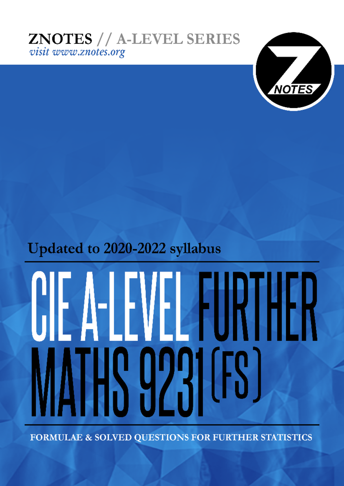 Caie a2 further maths 9231 further statistics - TABLE OF CONTENTS 2 ...