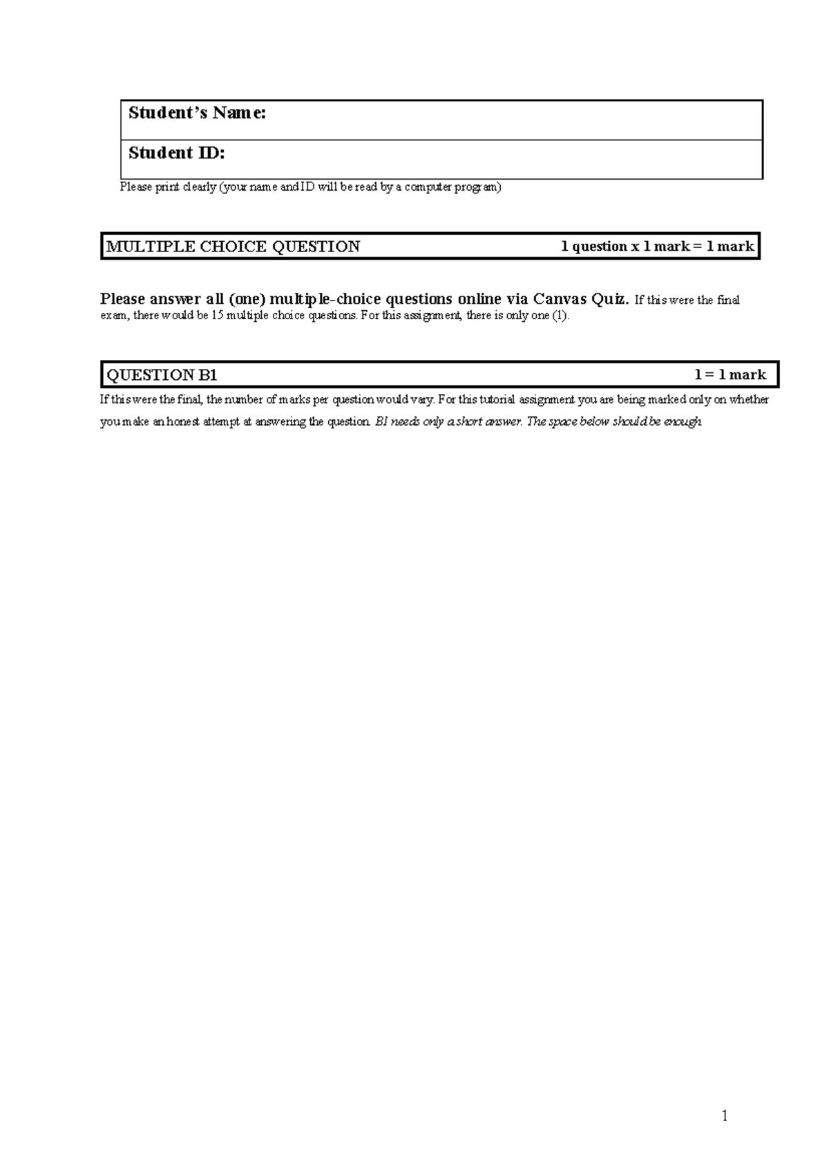 Assignment Template Grade Scope - Student9s Name: Student ID: Please ...
