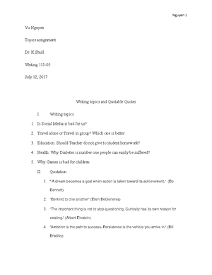 Vu Nguyen 4 - A sample of WR115 - Nguyen 1 Vu Nguyen Summarize the ...