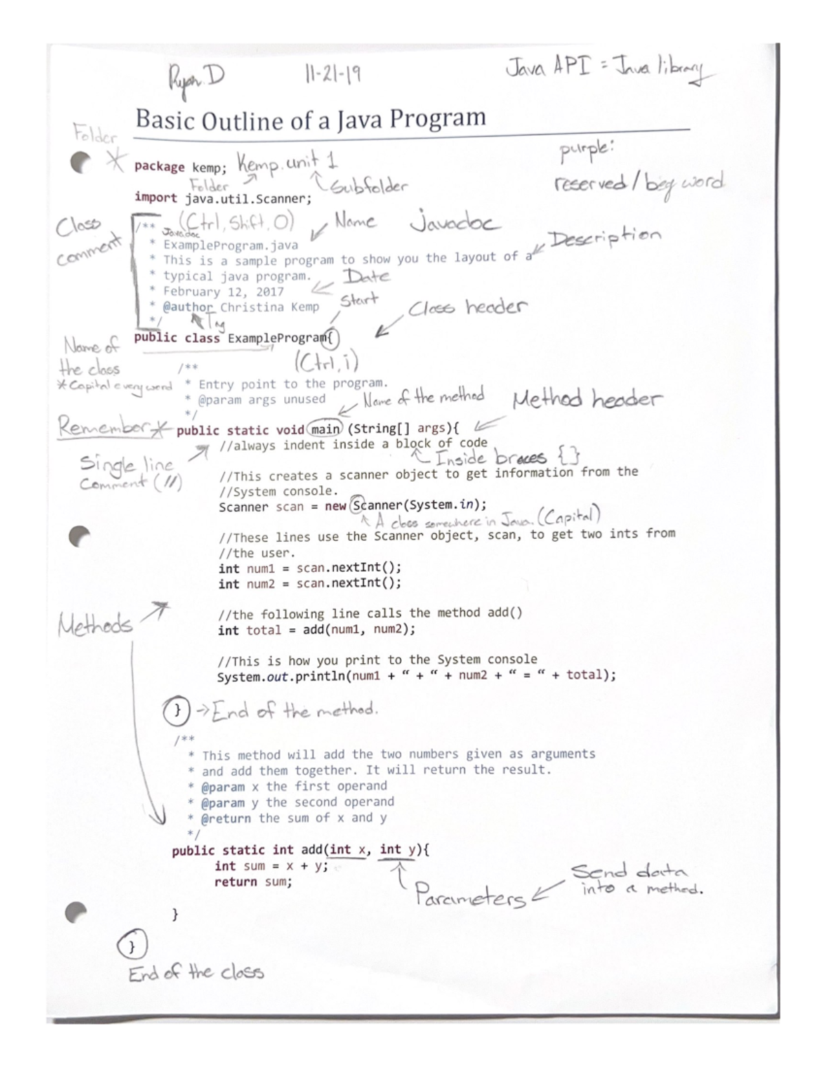 Grade 10 Computer Science - Basic Outline of a Java Program - Studocu