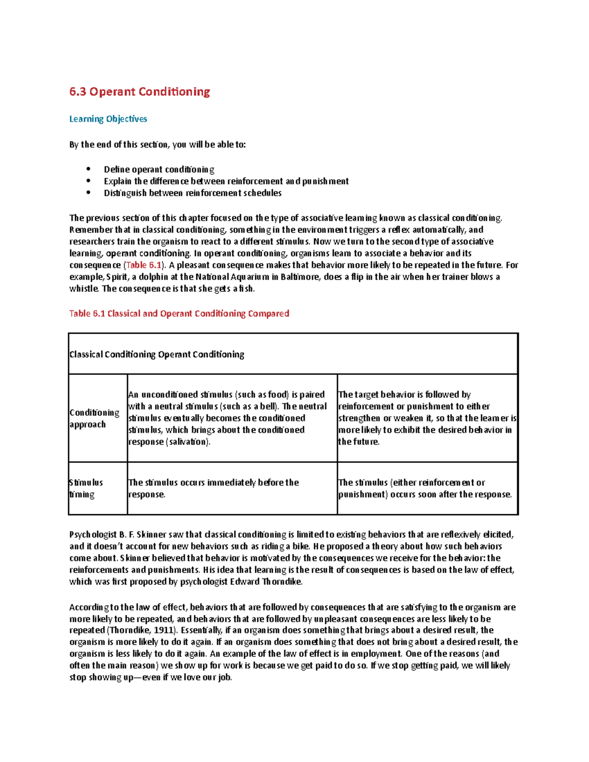 Operant Conditioning - 6 Operant Conditioning Learning Objectives By ...