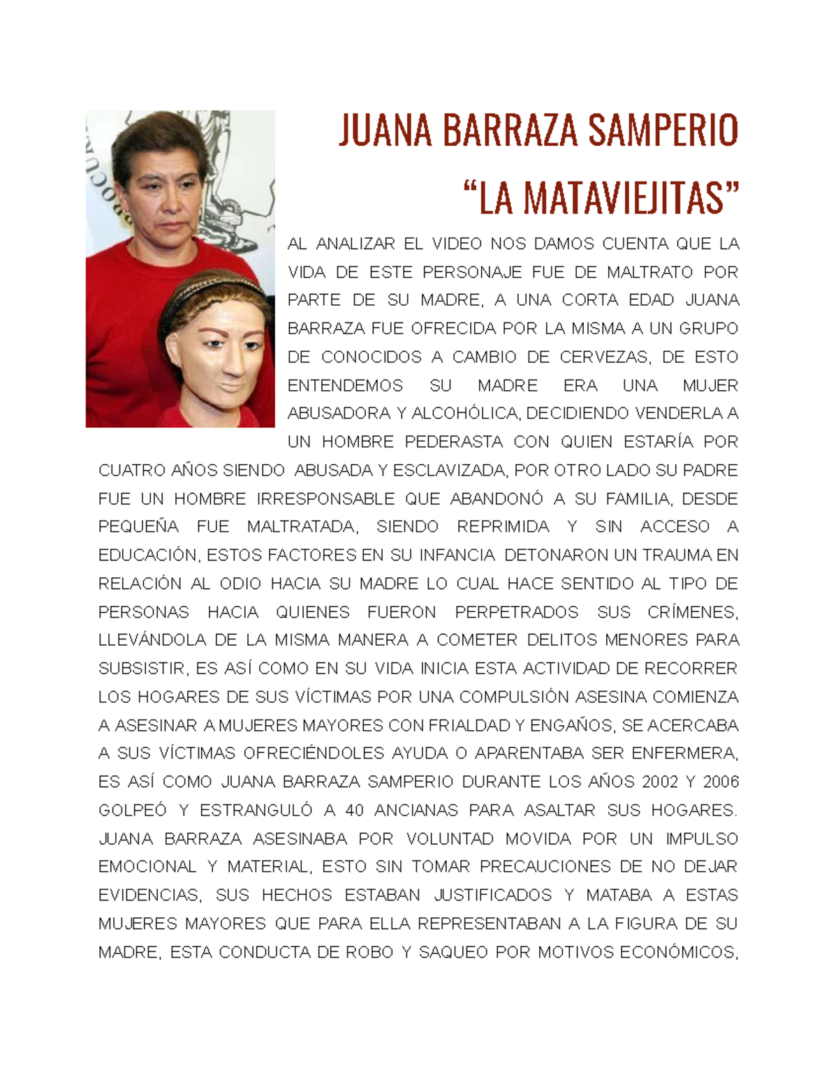 Perfil Criminologico JUANA BARRAZA SAMPEIRO - JUANA BARRAZA SAMPERIO ...