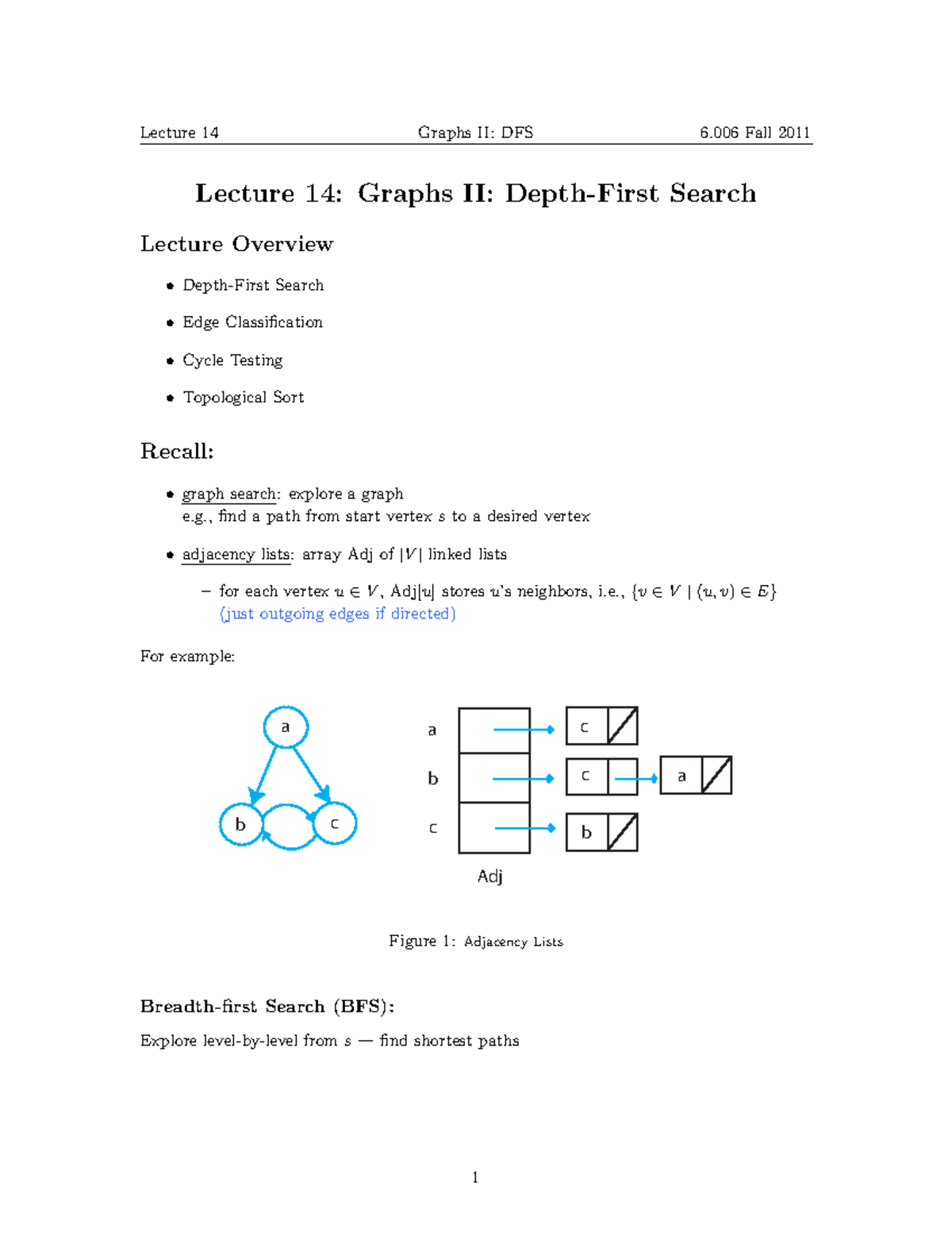 Graphs II- Depth-First Search - Lecture 14: Graphs II: Depth-First ...