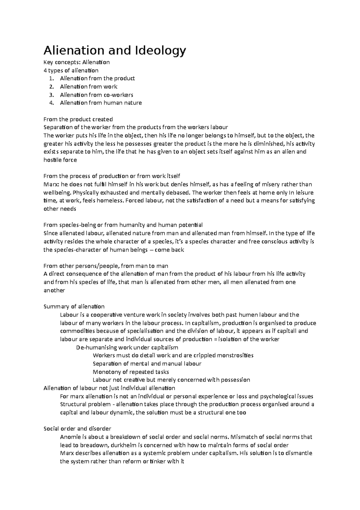 Alienation and Ideology - Alienation from the product 2. Alienation ...