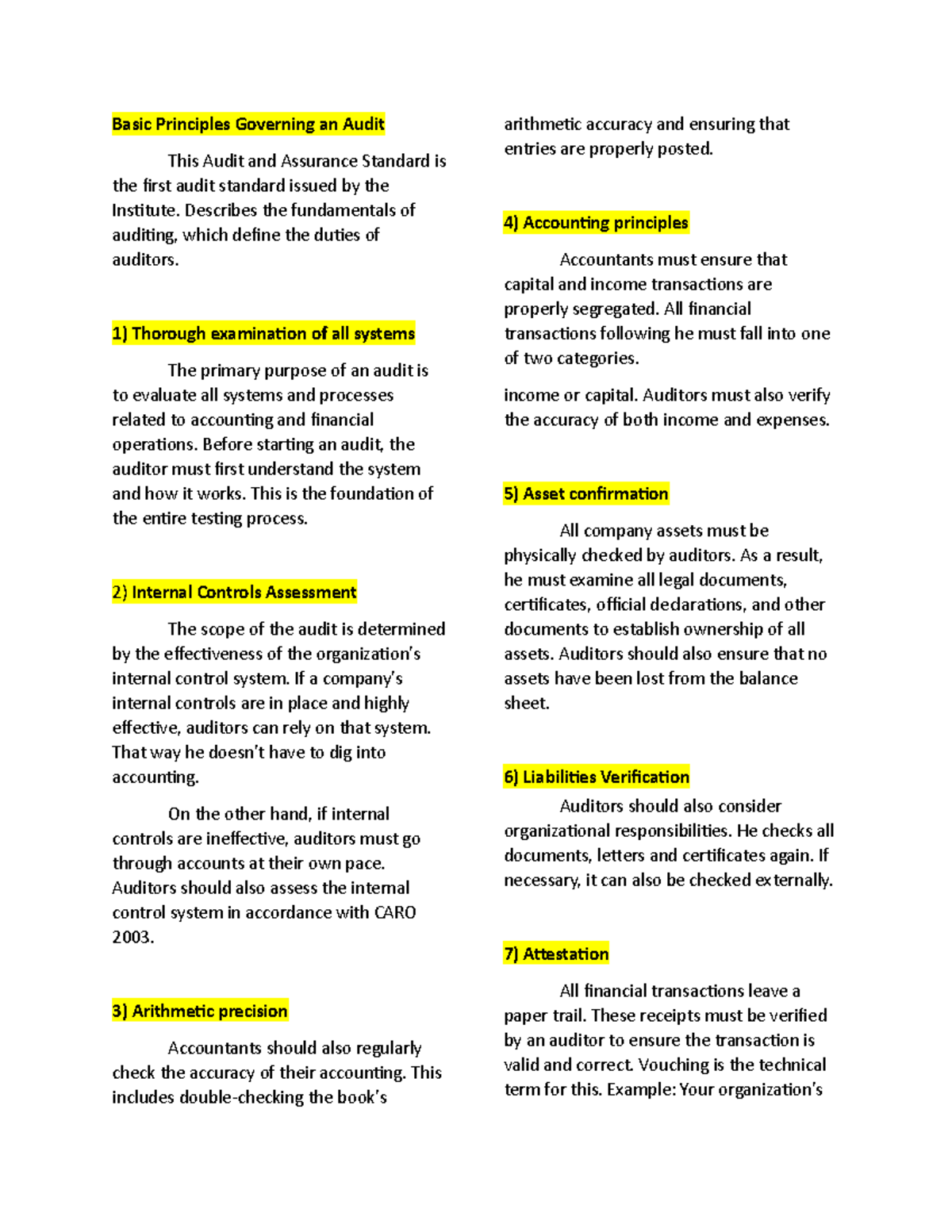 Auditing-1 - This is a study guide for Auditing Part 1.2. It consists ...