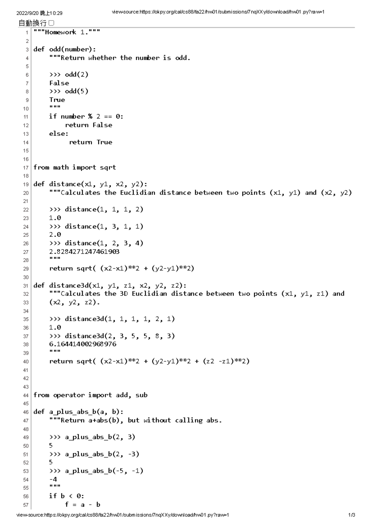 Hw01 - CS88 or C88C HW1 - 2022/9/20 晚上10:29 - Studocu