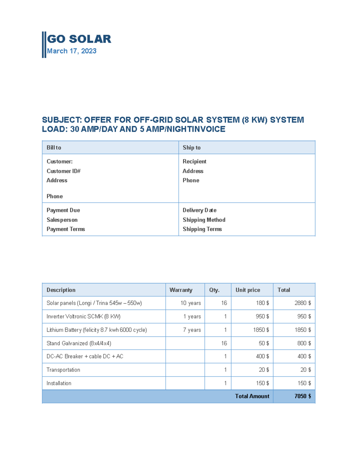 Go solar - Copy - full course - GO SOLAR March 17, 2023 SUBJECT: OFFER ...