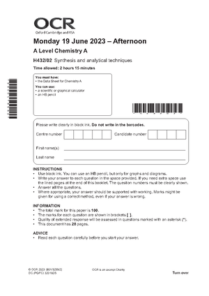 A level Chemistry - Sixth Form (A Levels) - Studocu