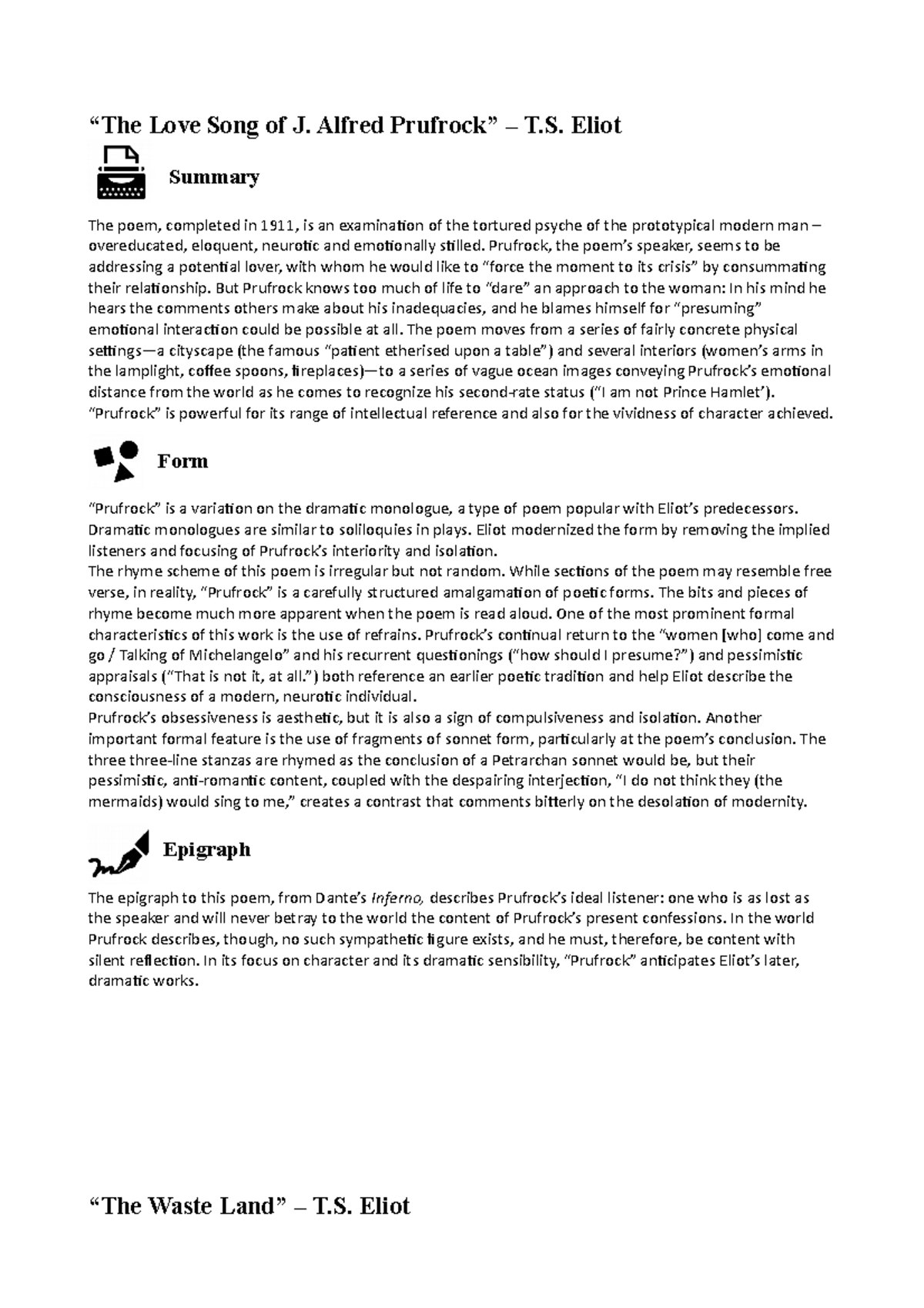 The Waste Land - Riassunto del libro - “The Love Song of J. Alfred ...