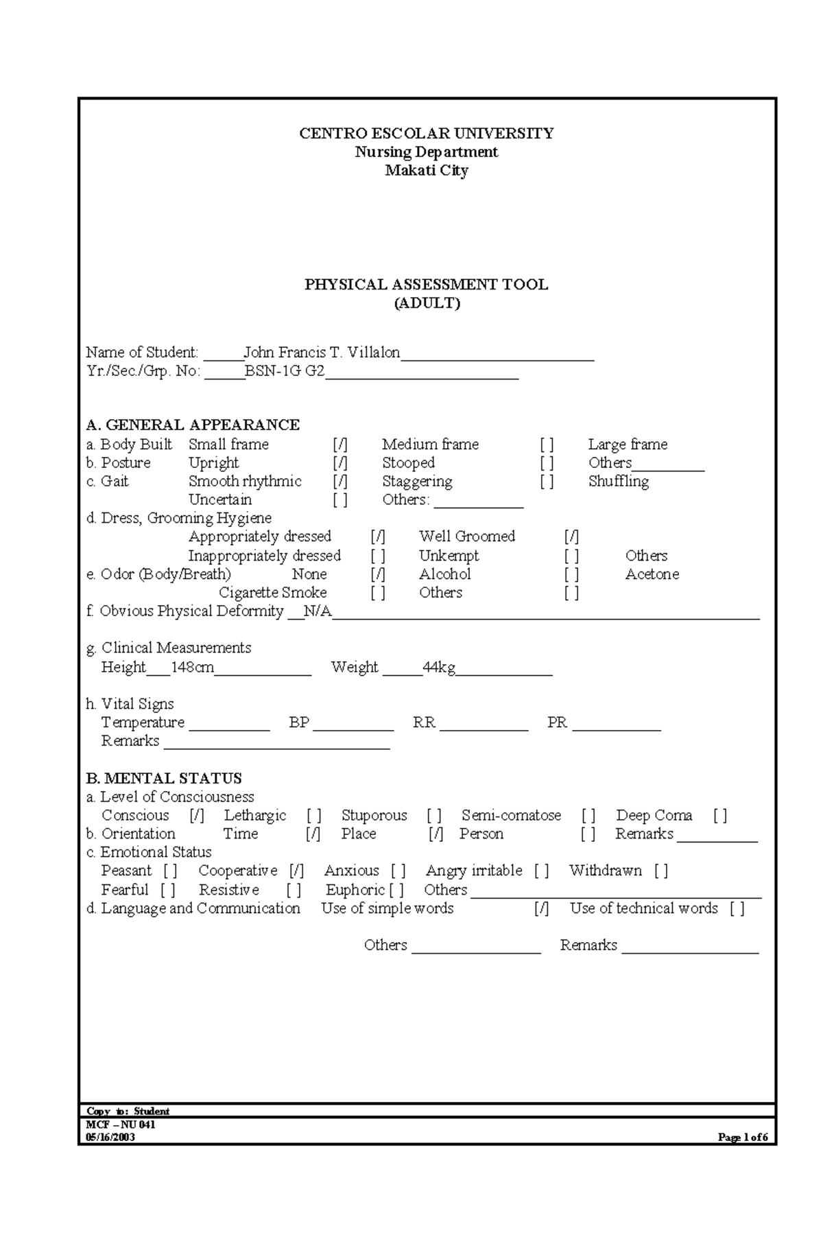 Villalon PA TOOL - THIS IS FOR GUIDE ONLY - CENTRO ESCOLAR UNIVERSITY ...