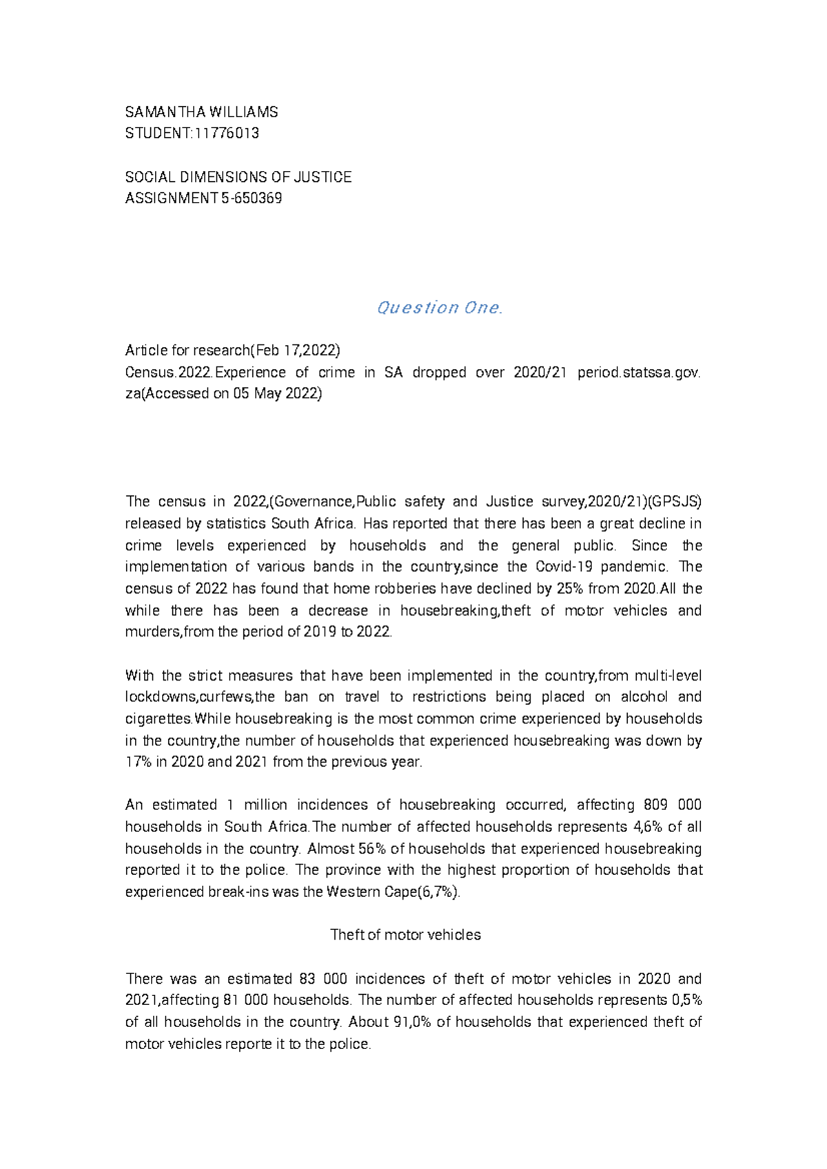 Sjd ass 5 - Research assignment helps student broaden their knowledge ...