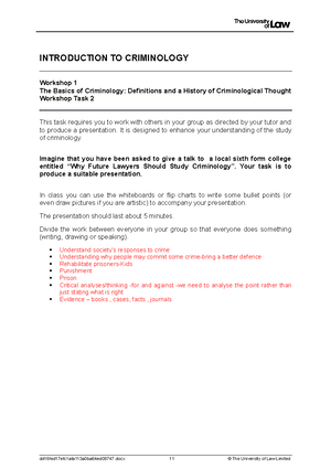 Workshop task 1 LG 1 - INTRODUCTION TO CRIMINOLOGY Workshop 1 The ...