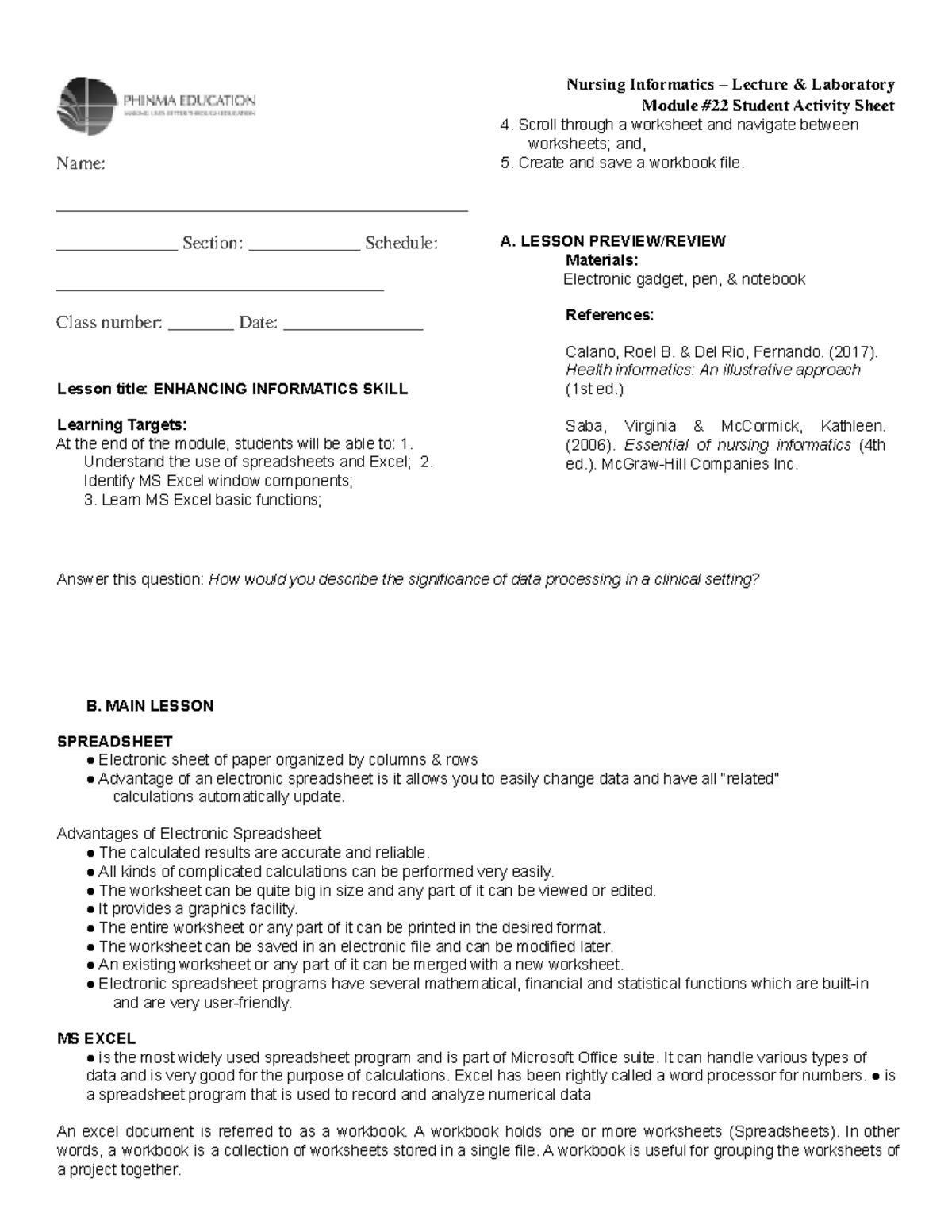 NURSING INFORMARTICS SAS 22 - Nursing Informatics – Lecture ...