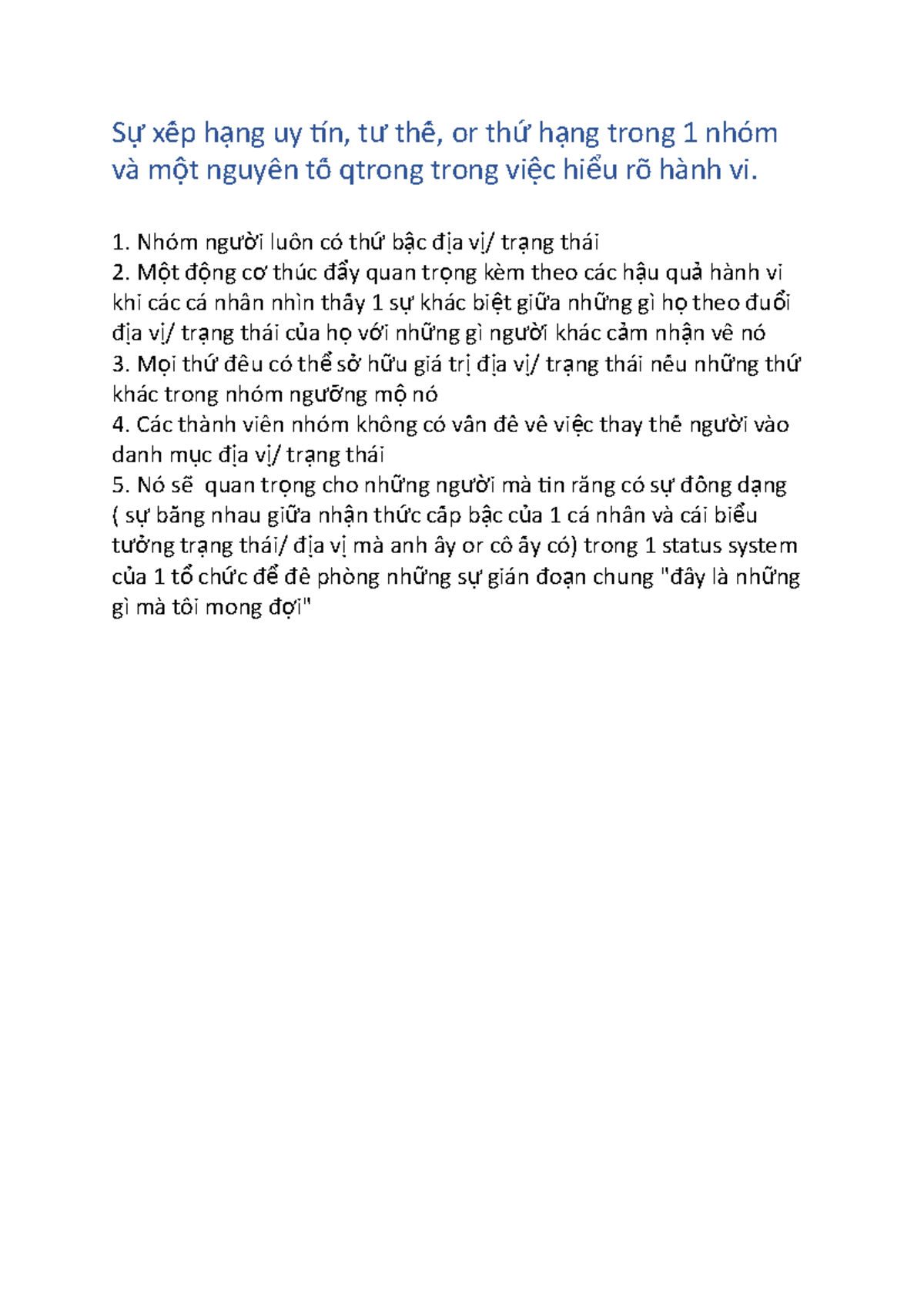 Sự xếp hạng uy tín - S ự xếếp h ng uy tn, tạ ư thếế, or th ứ h ng trong 1 nhómạ và m t nguyến ...