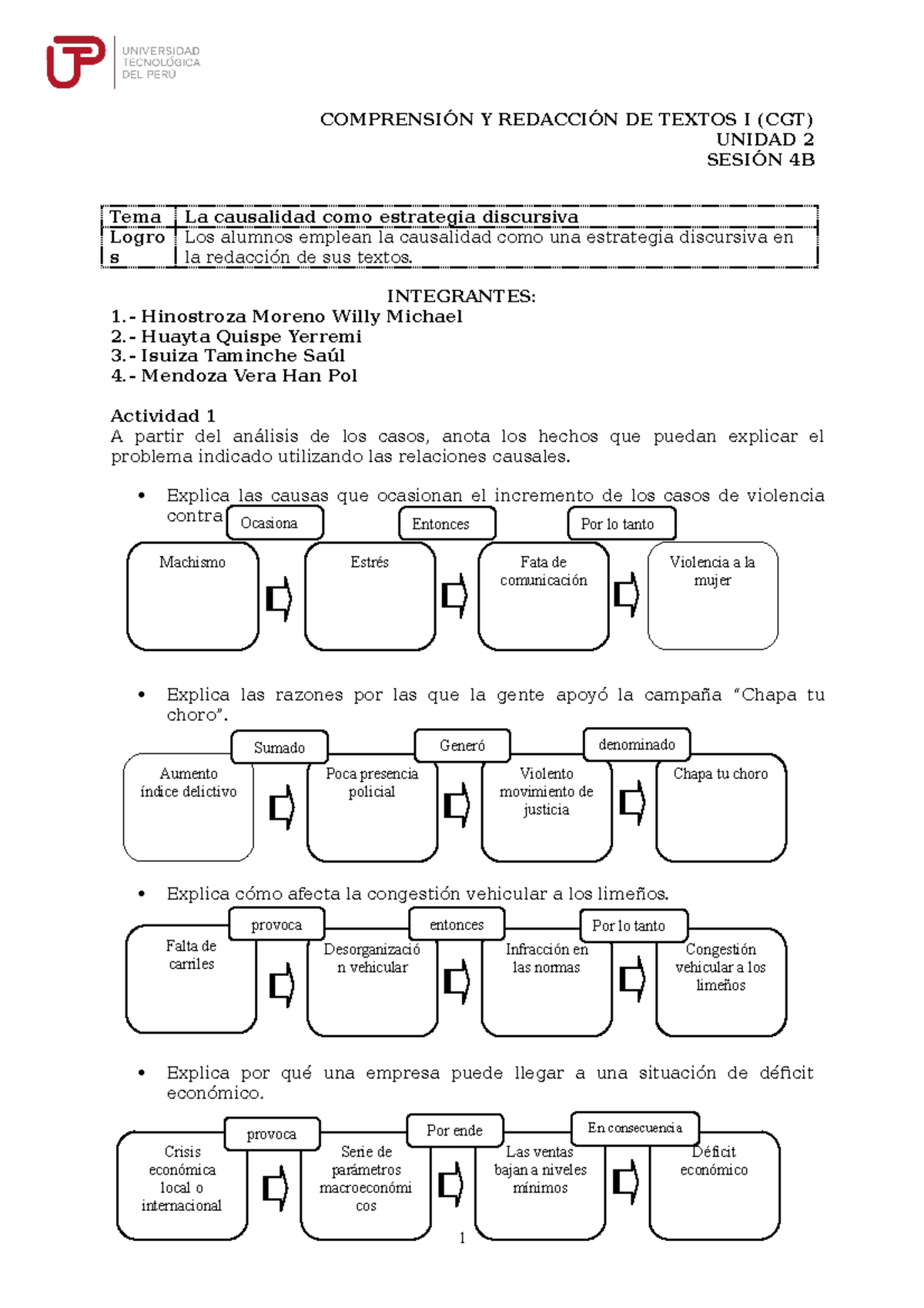 U2 S4 Causalidad Grupo 04 - ESQUEMA CAUSAL - COMPRENSIÓN Y REDACCIÓN DE ...