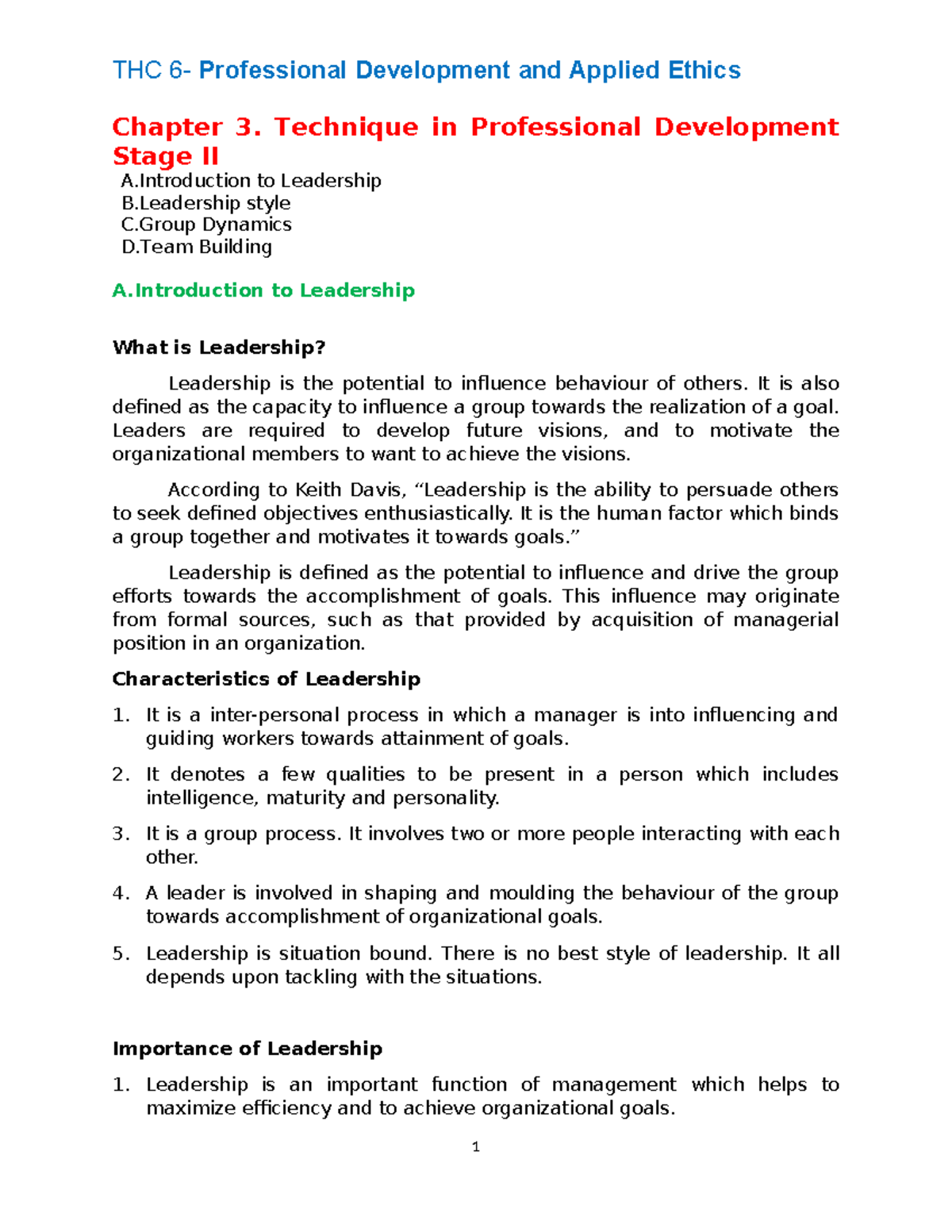 Chapter-3-Leadership - Chapter 3. Technique in Professional Development ...