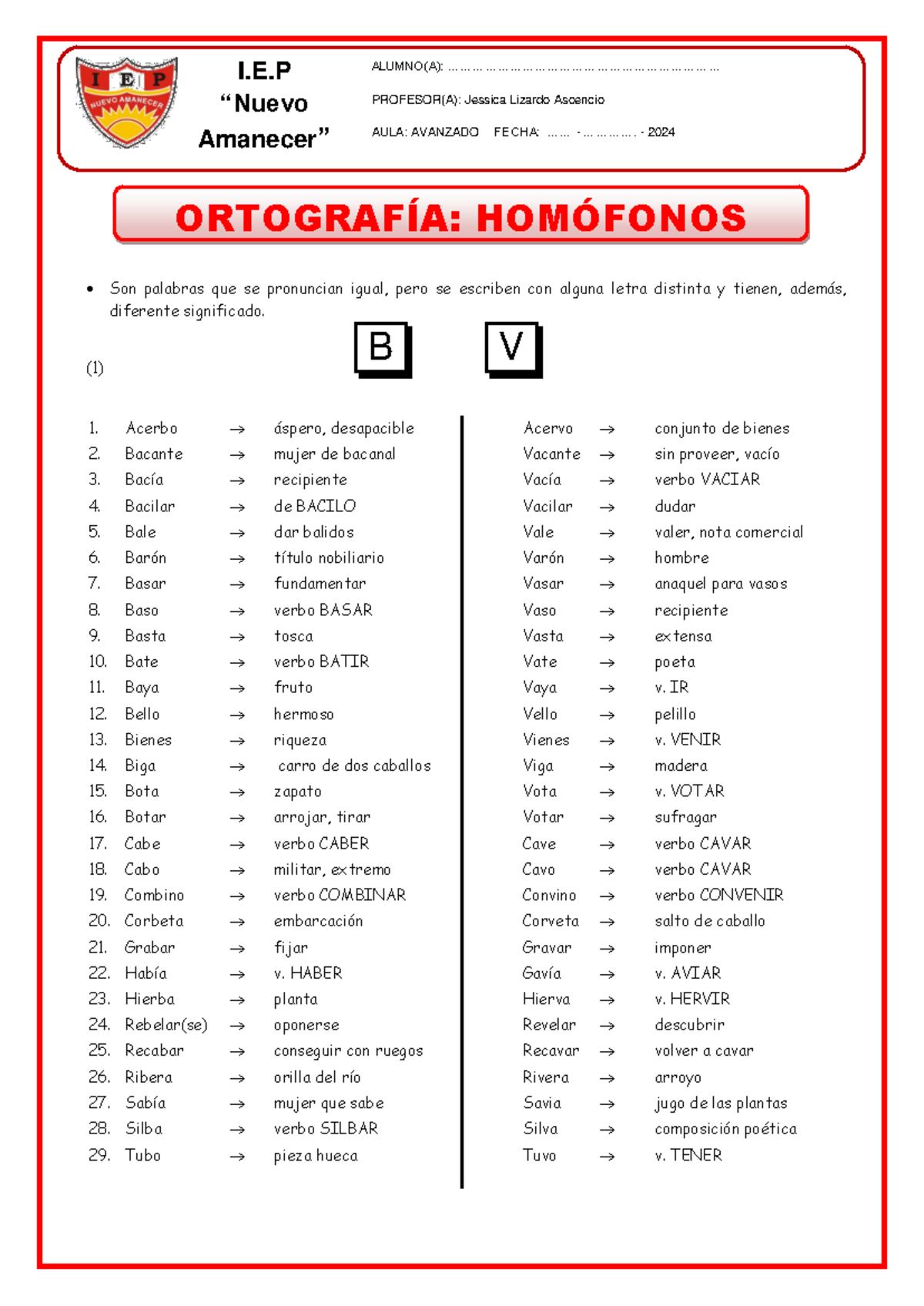 Ejercicios de Ortografía Repaso - ORTOGRAFÍA: HOMÓFONOS Son palabras ...