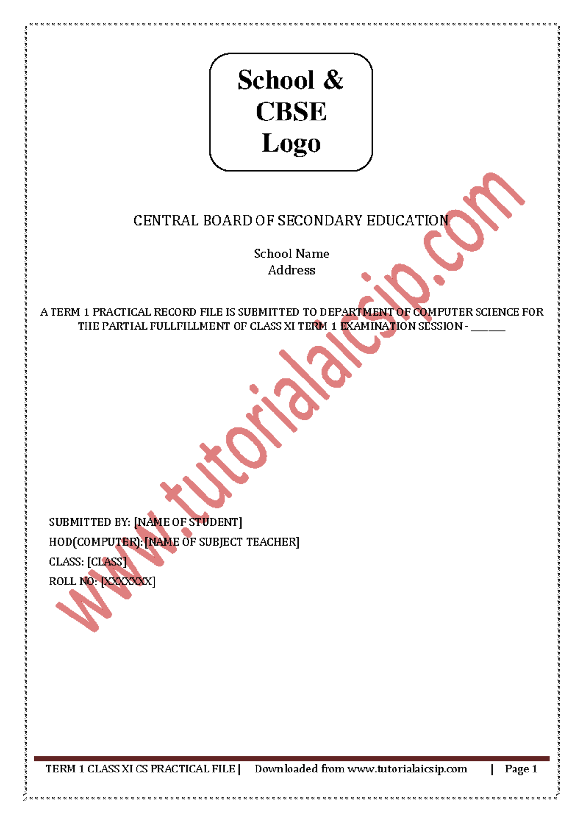 Term 1 XI CS Practical File 2021-22 - CENTRAL BOARD OF SECONDARY ...