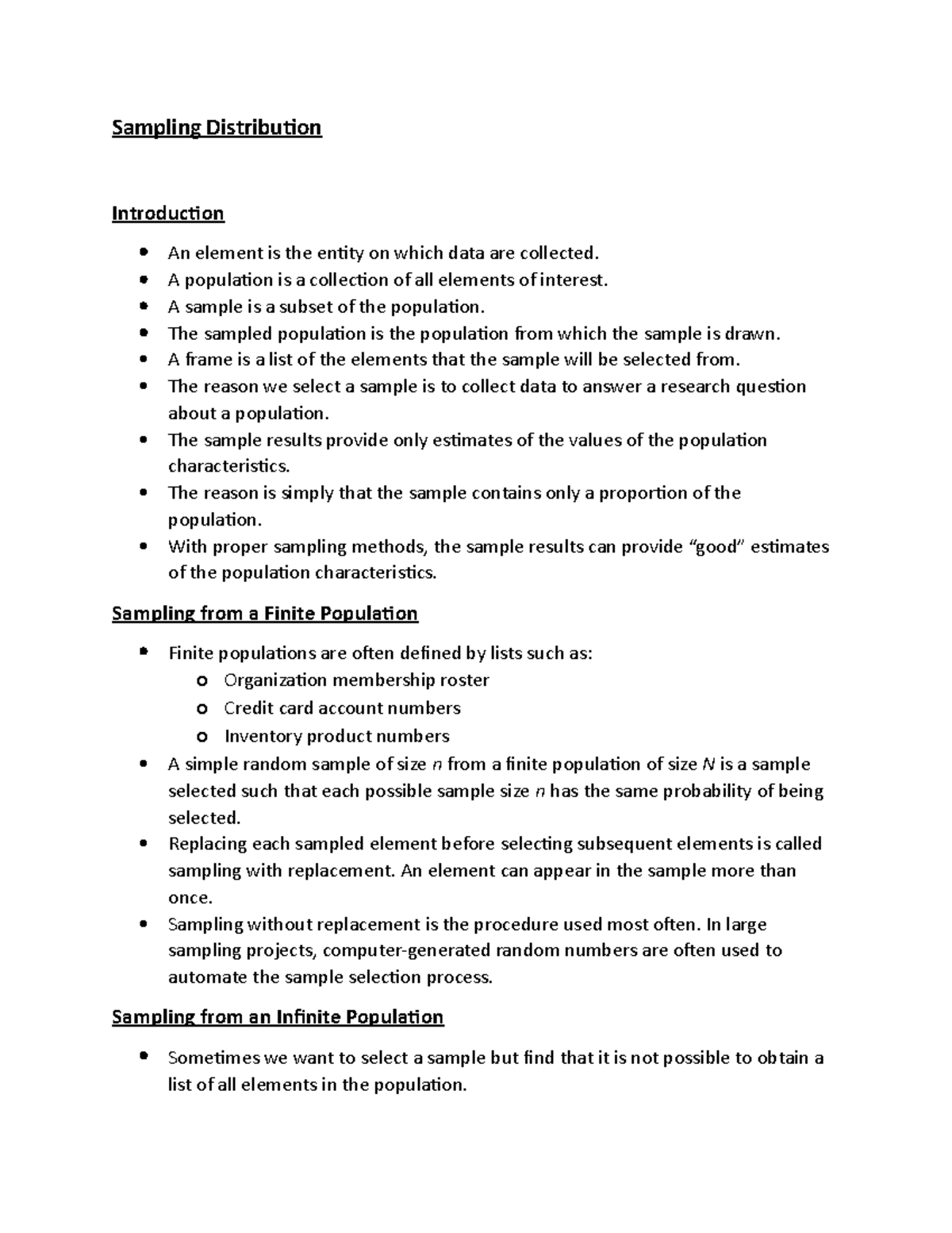 Sampling Distribution- Business Statistics - Sampling Distribution ...