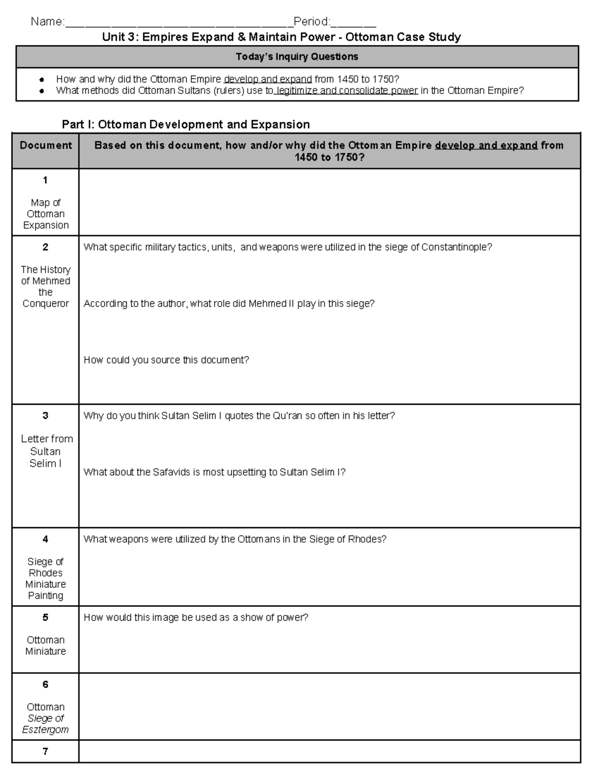 Mukil Yuvaraj - Unit 3 Ottoman Empire Case Study (Student Handout ...