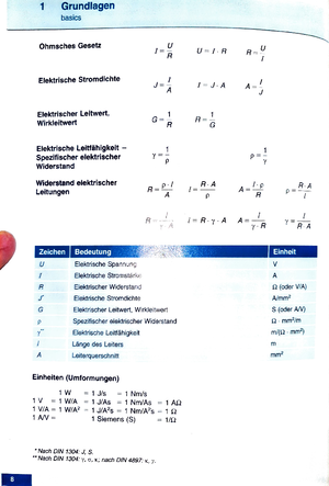 Formelsammlung Elektrotechnik 1 - I GLEICHSTROMLEHRE 1 Elektrische ...