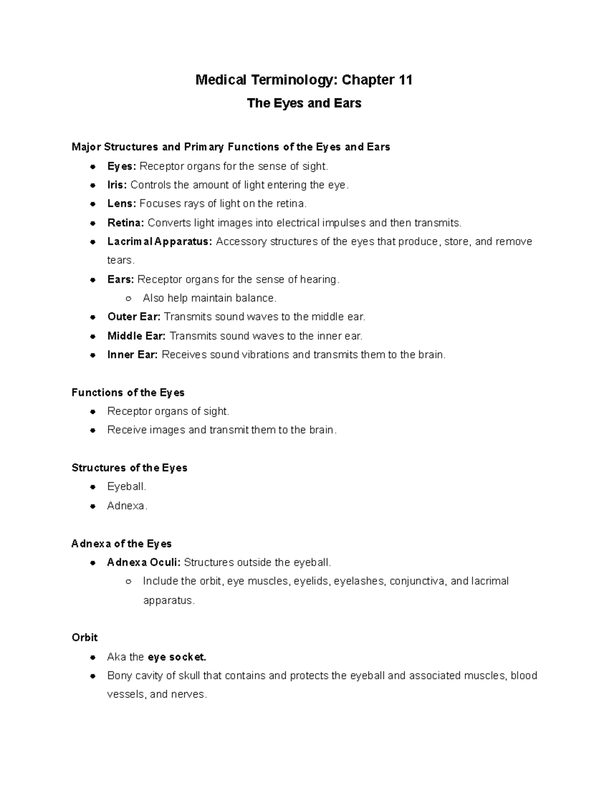 Medical Terminolgy Ch. 11 - Medical Terminology: Chapter 11 The Eyes ...
