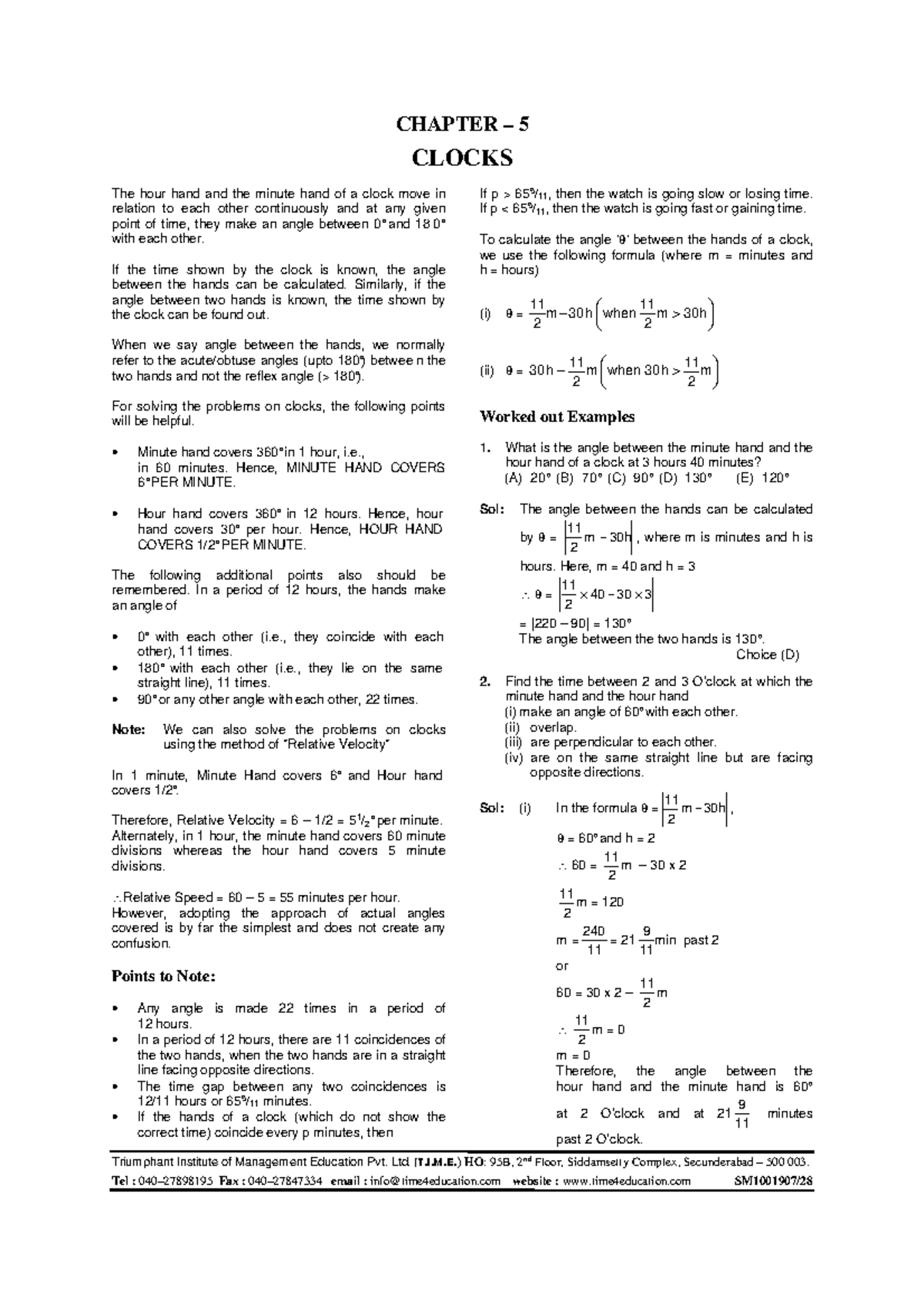Chapter-5(Clocks) - Mathematics,statistics and Gk - Triumphant ...