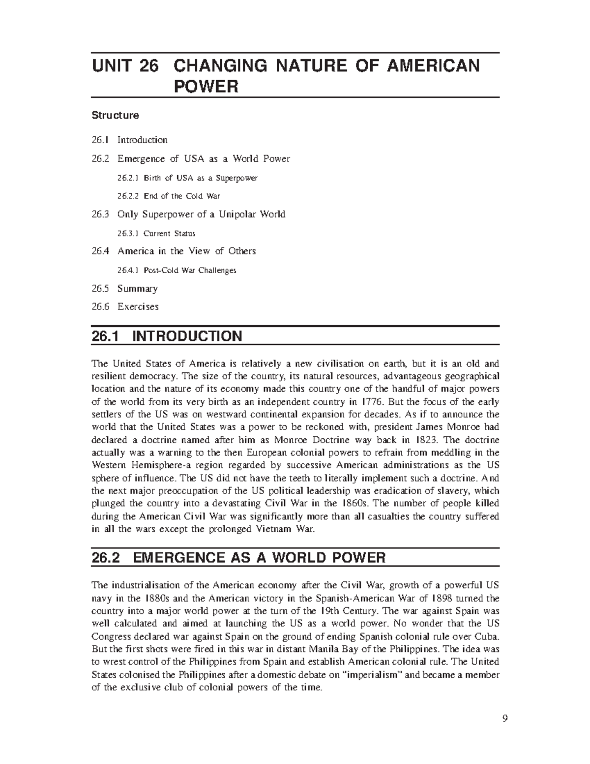 Unit-26 - UNIT 26 CHANGING NATURE OF AMERICAN POWER Structure 26 ...