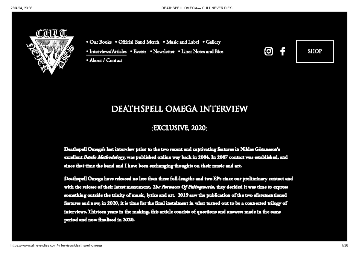 Deathspell Omega — CULT Never DIES - Deathspell Omega’s last interview ...