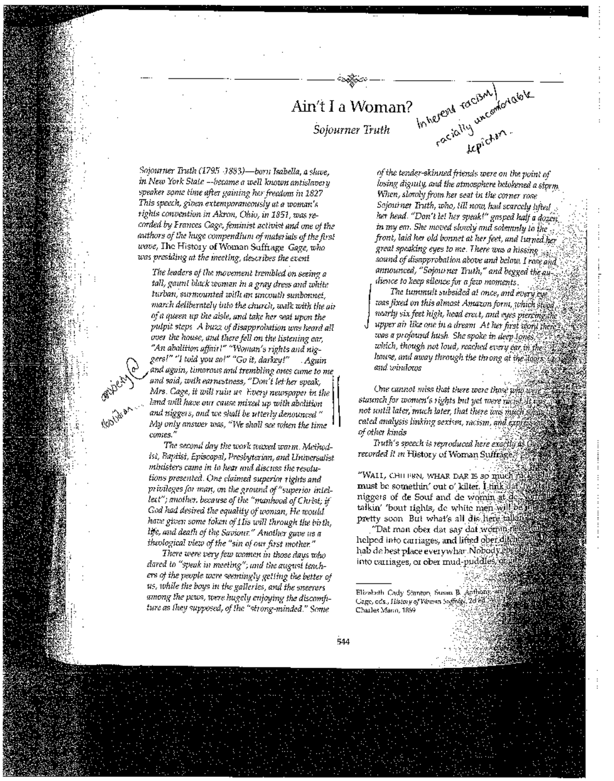 Ain't I A Woman by Sojourner Truth - 73 100 - Studocu
