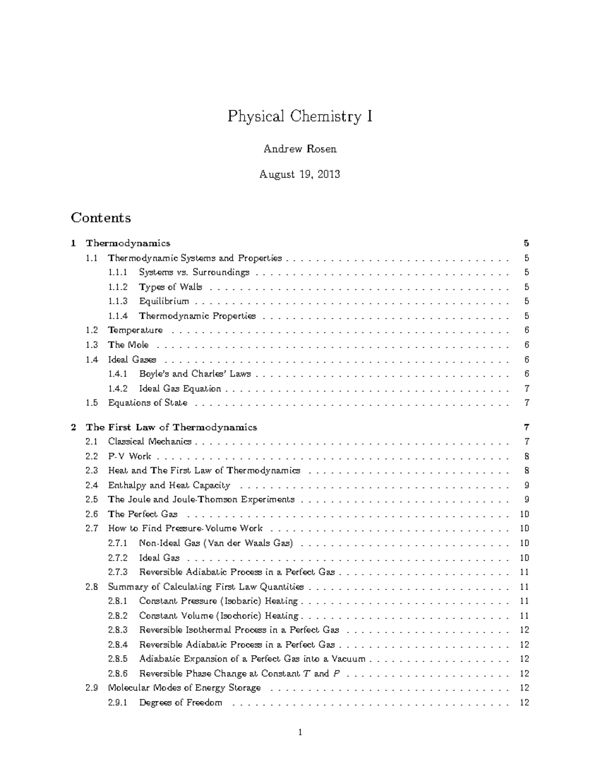 P-Chem-Review-Packet 1 - Physical Chemistry I - August 19, Andrew Rosen ...