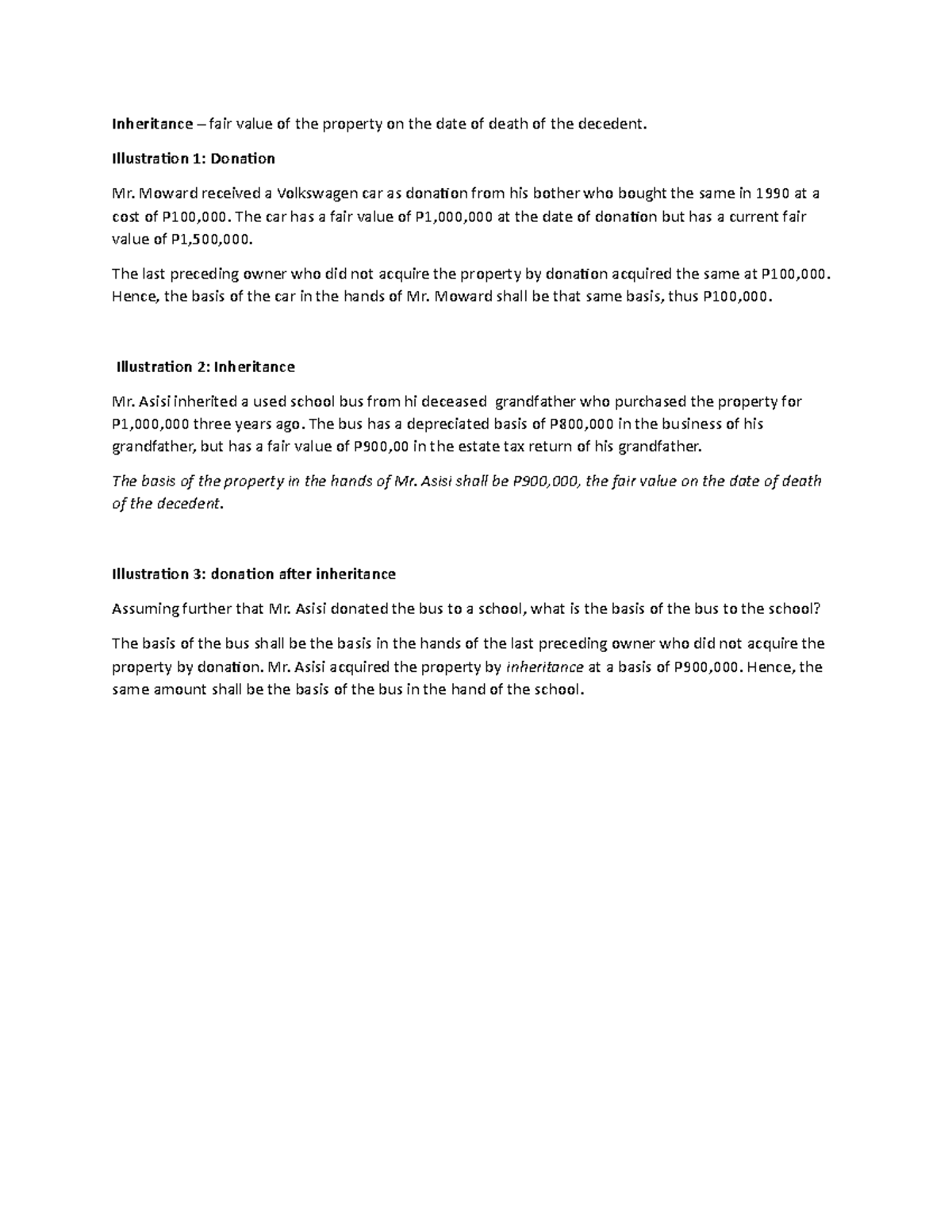 Illustrations - lecture notes summaries and a sample problem for income ...