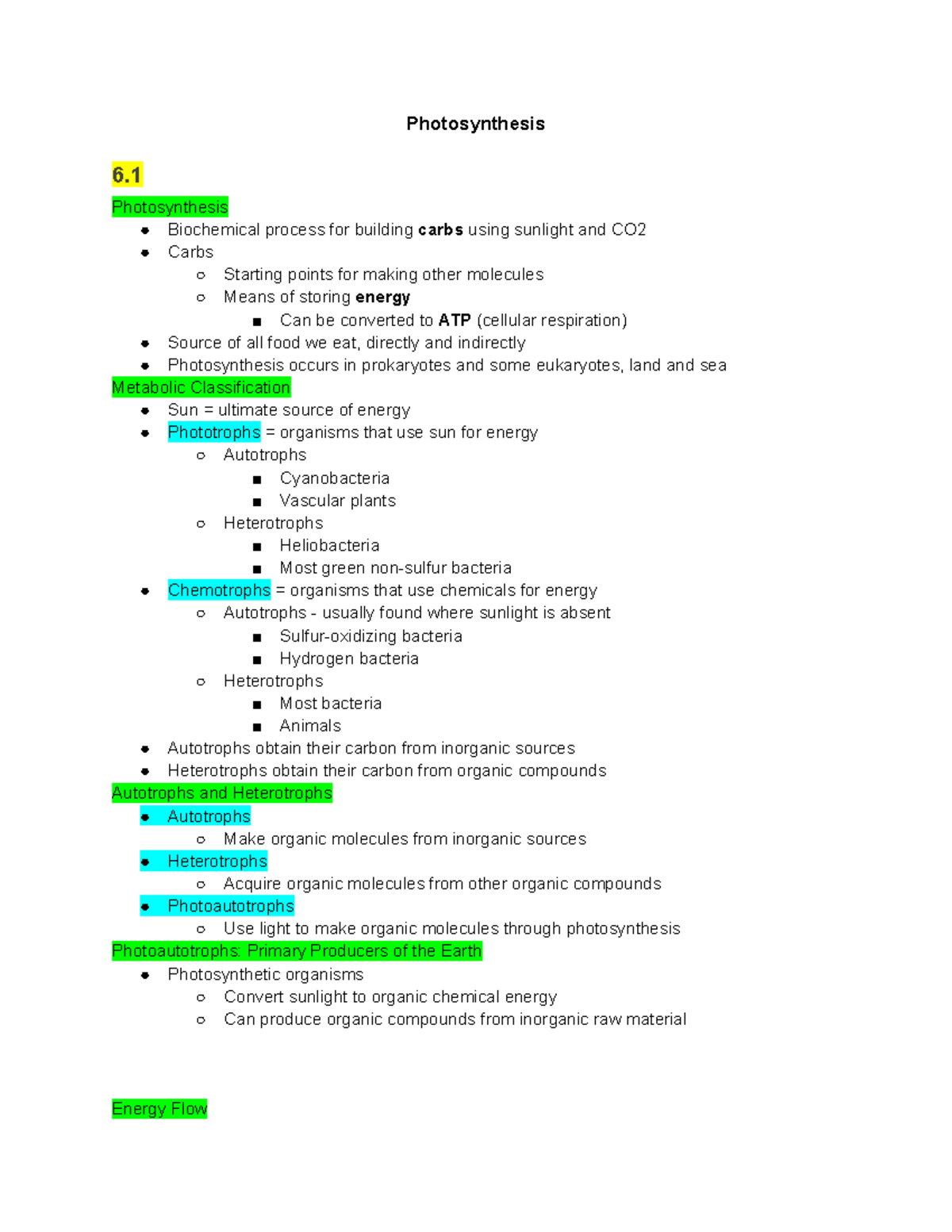 Photosynthesis - Lecture notes 6 - BI110 - WLU - Studocu