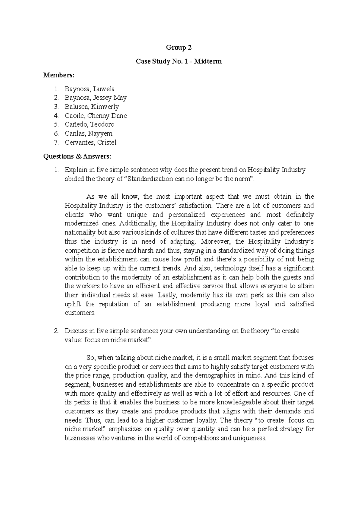 CASE STUDY APPLIED ECONOMICS - Group 2 Case Study No. 1 - Midterm ...
