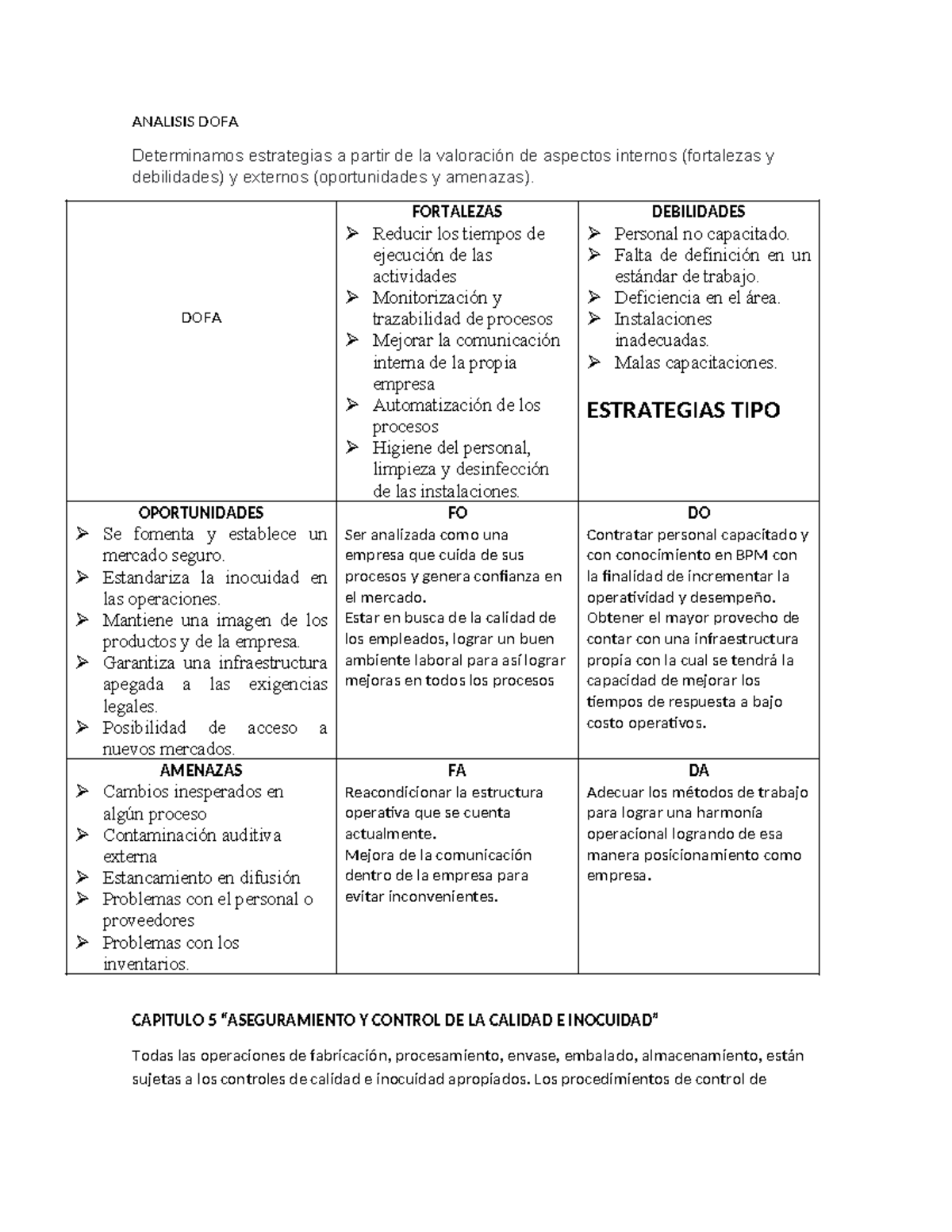 Analisis DOFA - ANALISIS DOFA Determinamos estrategias a partir de la ...